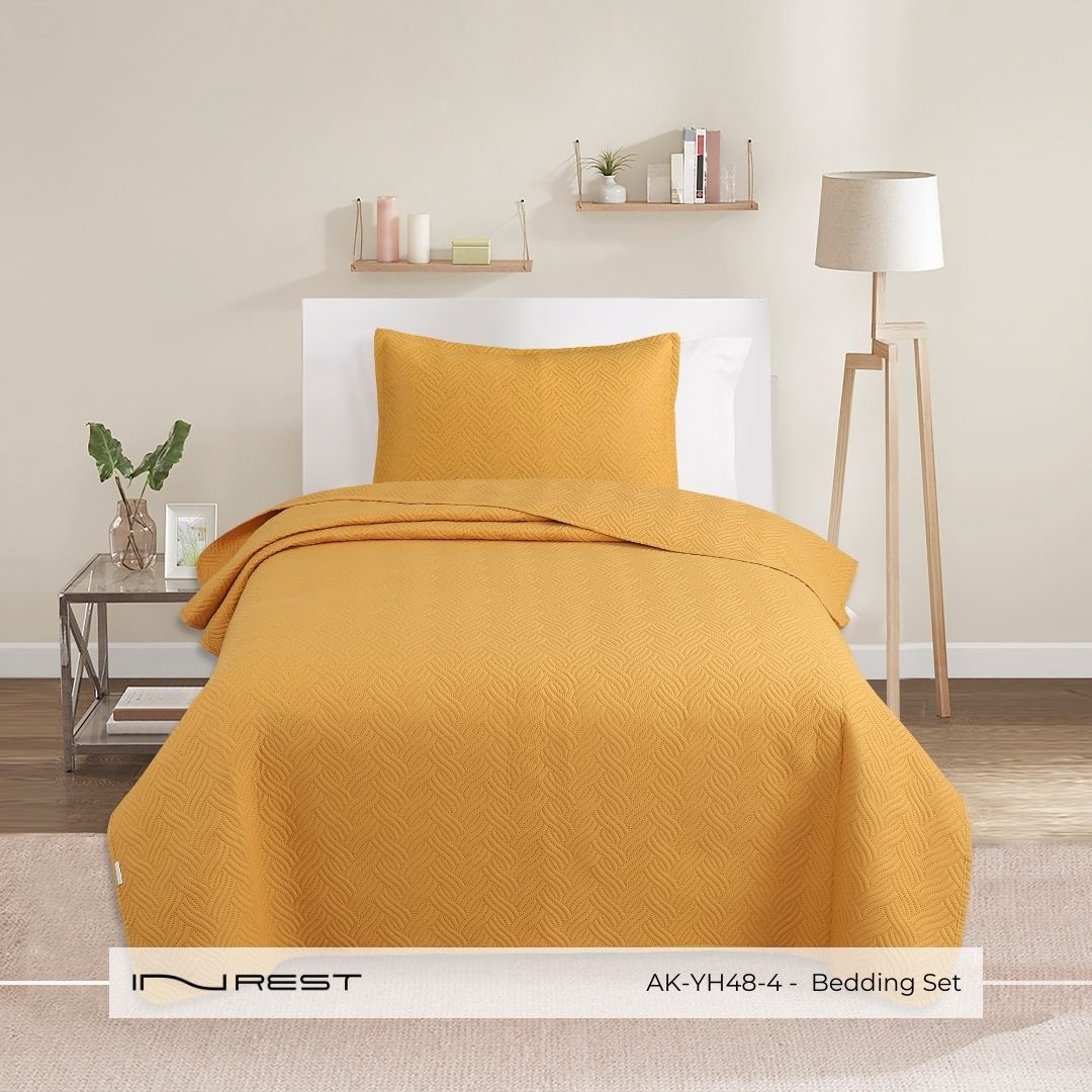 Inrest Single Bedding Set Summer Microfiber 100% Gold Color Queen Size ...